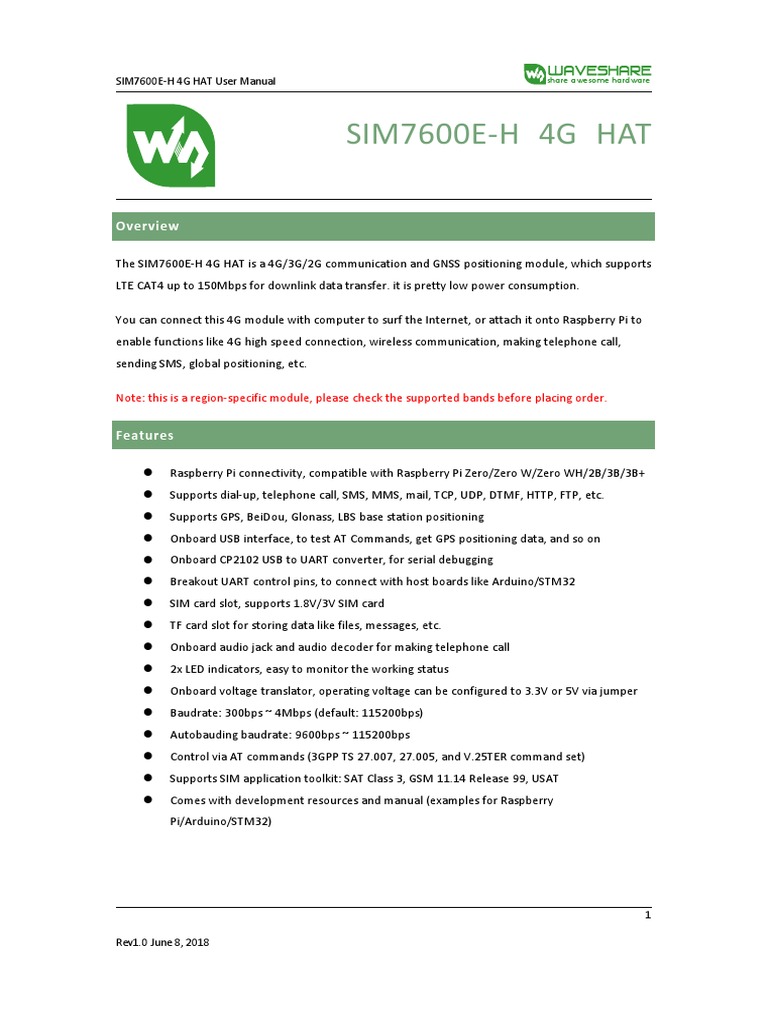 Sim7600e H 4g Hat User Manual A Comprehensive Guide To Configuring And Using The Features Of 
