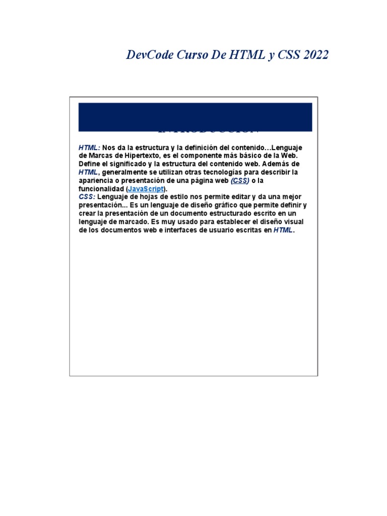 DevCode Curso de HTML y CSS 2022 | PDF