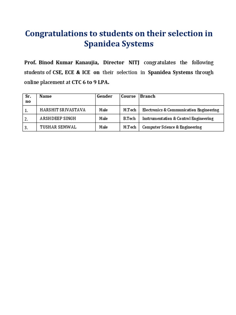 Congrats Spanidea Systems 27572 | PDF