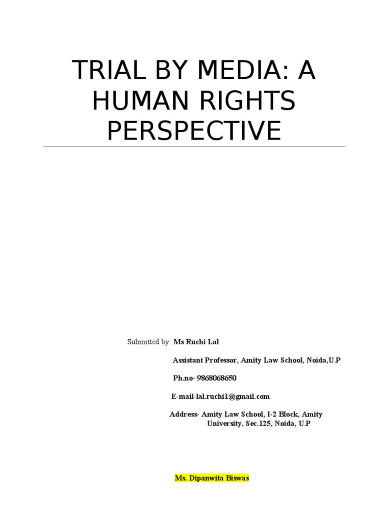 Trial by Media | PDF | Freedom Of Speech | Human Rights