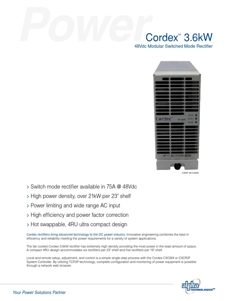 Cordex_3.6kW_Rev C | PDF | Rectifier | Power (Physics)