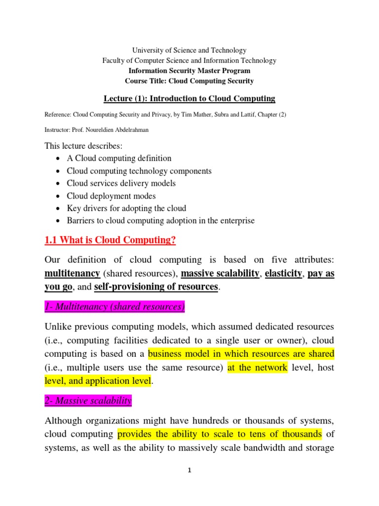 LECT | PDF | Cloud Computing | Software As A Service