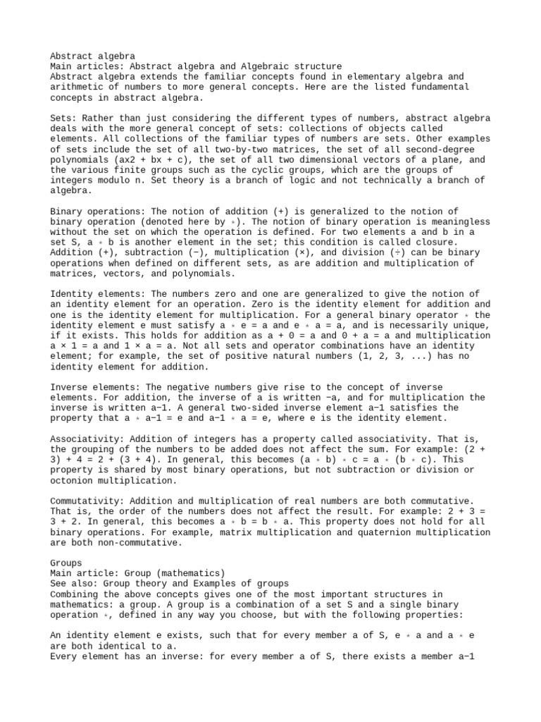 Abstract Algebra | PDF | Group (Mathematics) | Multiplication
