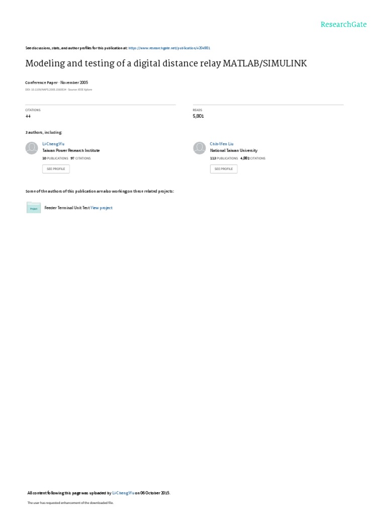 MATLAB/SIMULINK for Relay Testing | PDF | Electrical Impedance | Simulation