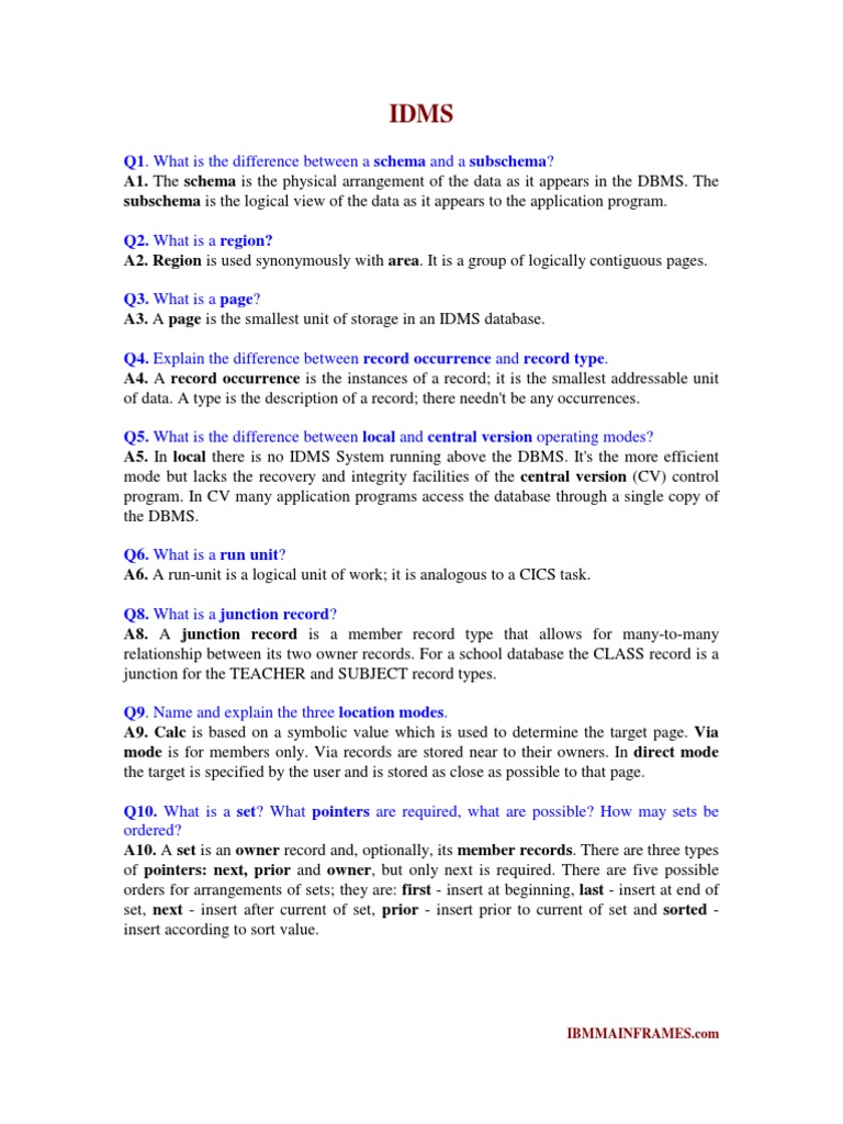 Idms Faq | PDF | Databases | Computer Engineering