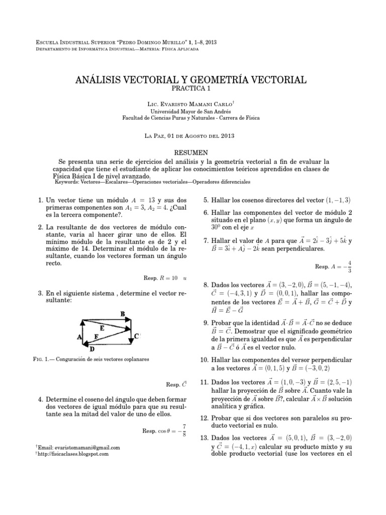 Analisis Vectorial FA 2-2013 | PDF | Vector Euclidiano | Triángulo