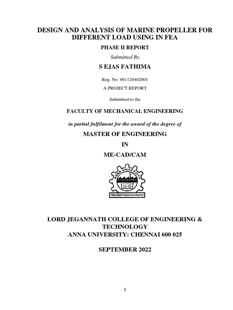 Design and Analysis of Marine Propeller For Different Load Using Fea ...