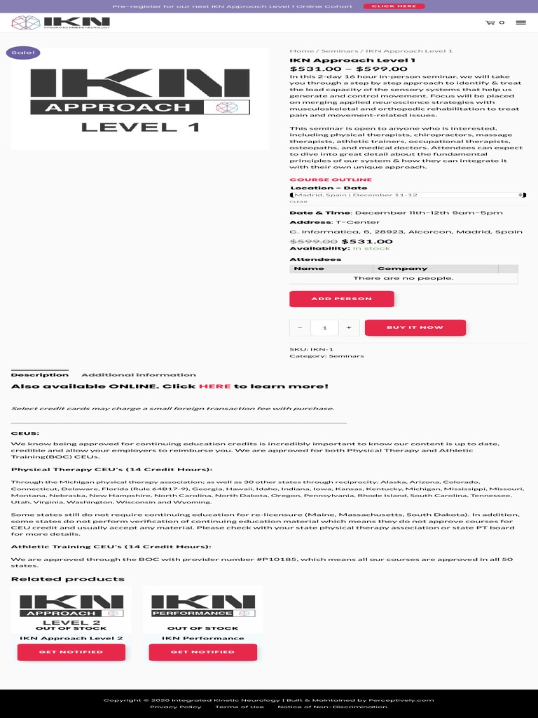 IKN Approach Level 1 - Integrated Kinetic Neurology | PDF | Physical ...