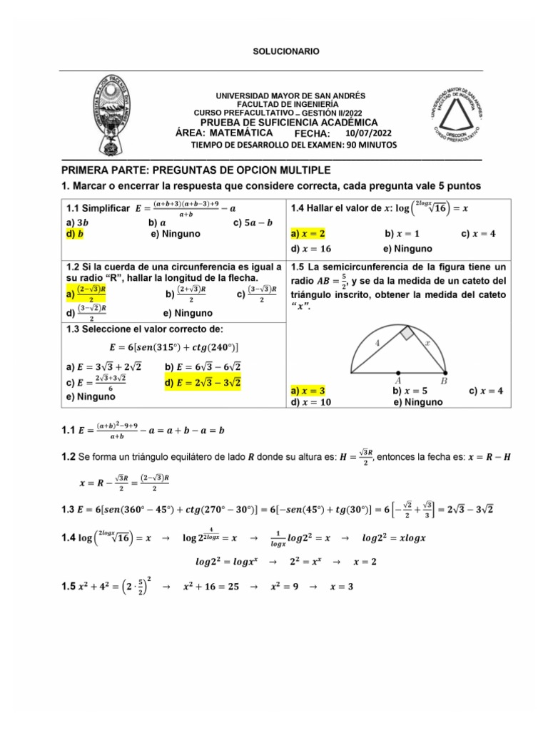 Solucionario Psa Matematica Prefa | PDF