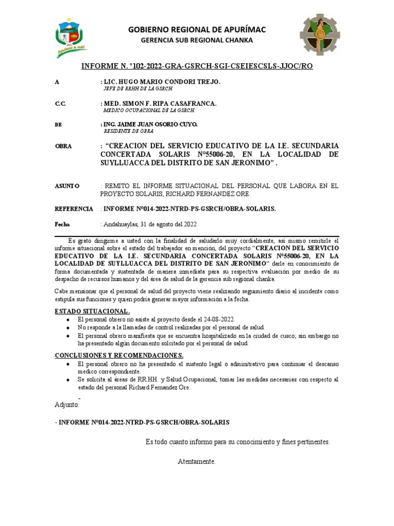 Informe de Situacional | PDF