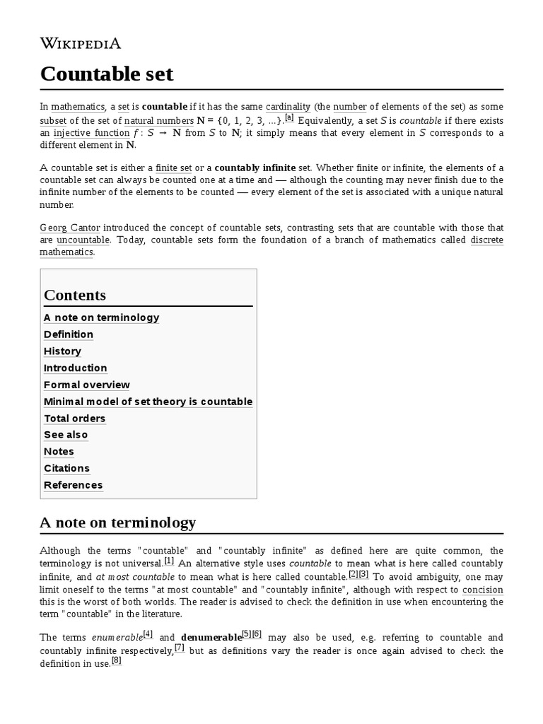 Countable Set | PDF | Set (Mathematics) | Mathematics