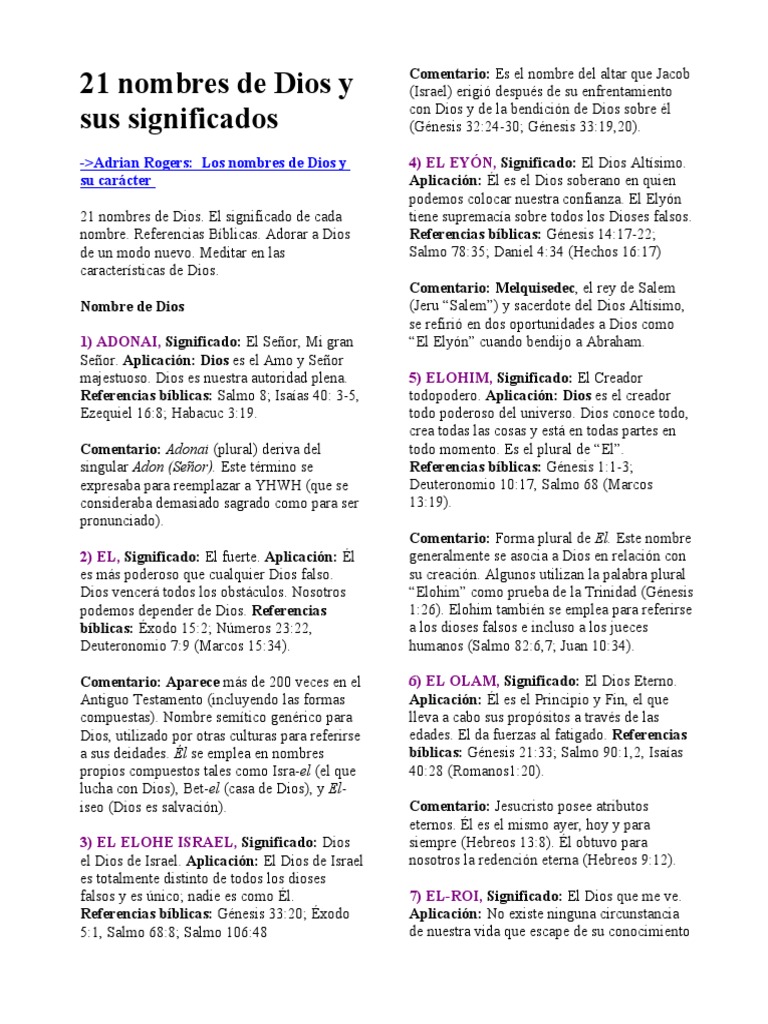 21 Nombres de Dios y Sus | PDF | Tetragrammaton | Nombres de Dios en el judaísmo