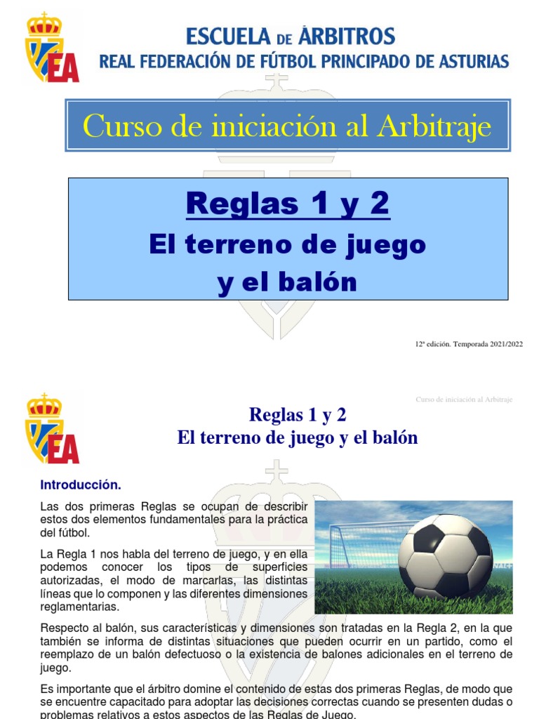 Reglas 1 y 2 del Fútbol: Terreno y Balón | PDF | Asociación de Futbol ...
