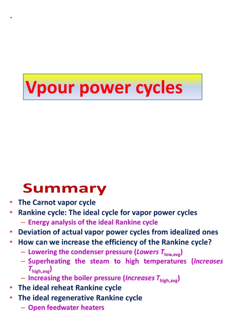 Vapor Power Cycles | PDF | Cogeneration | Steam