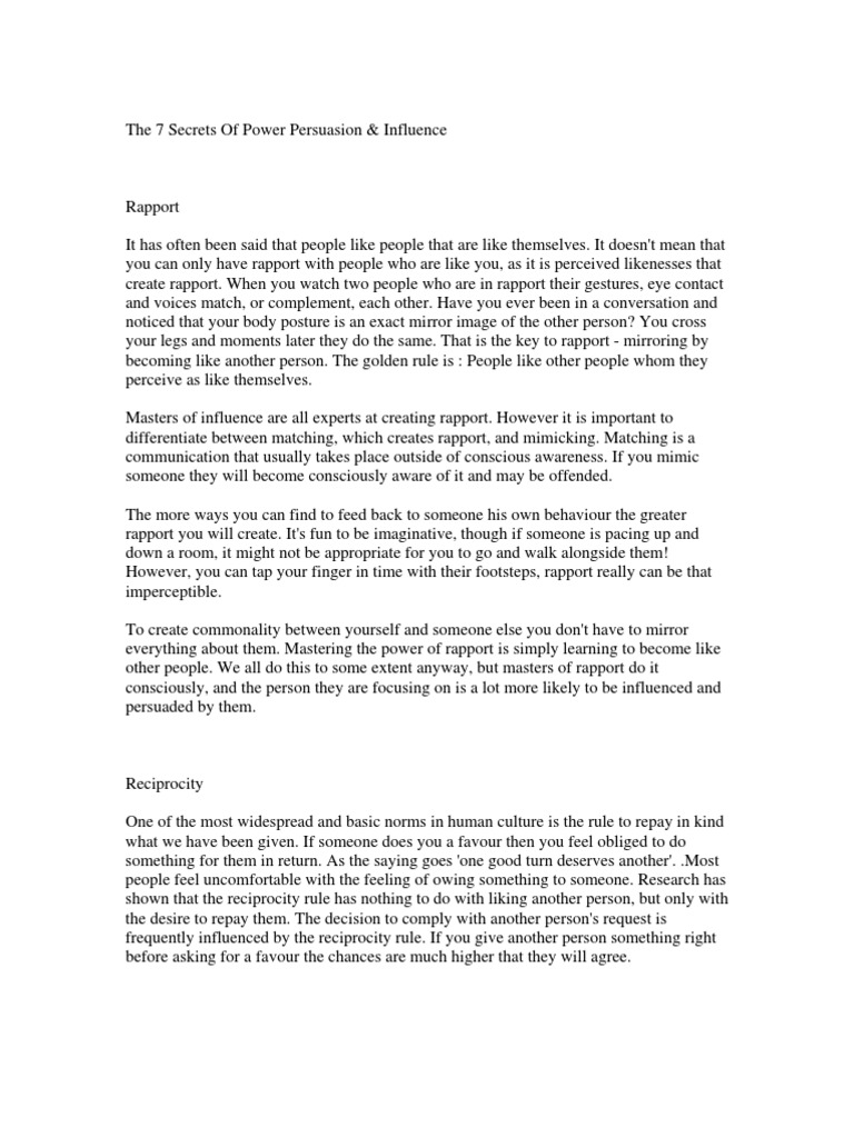 7 Secrets of Power Persuasion | PDF | Persuasion | Emotions