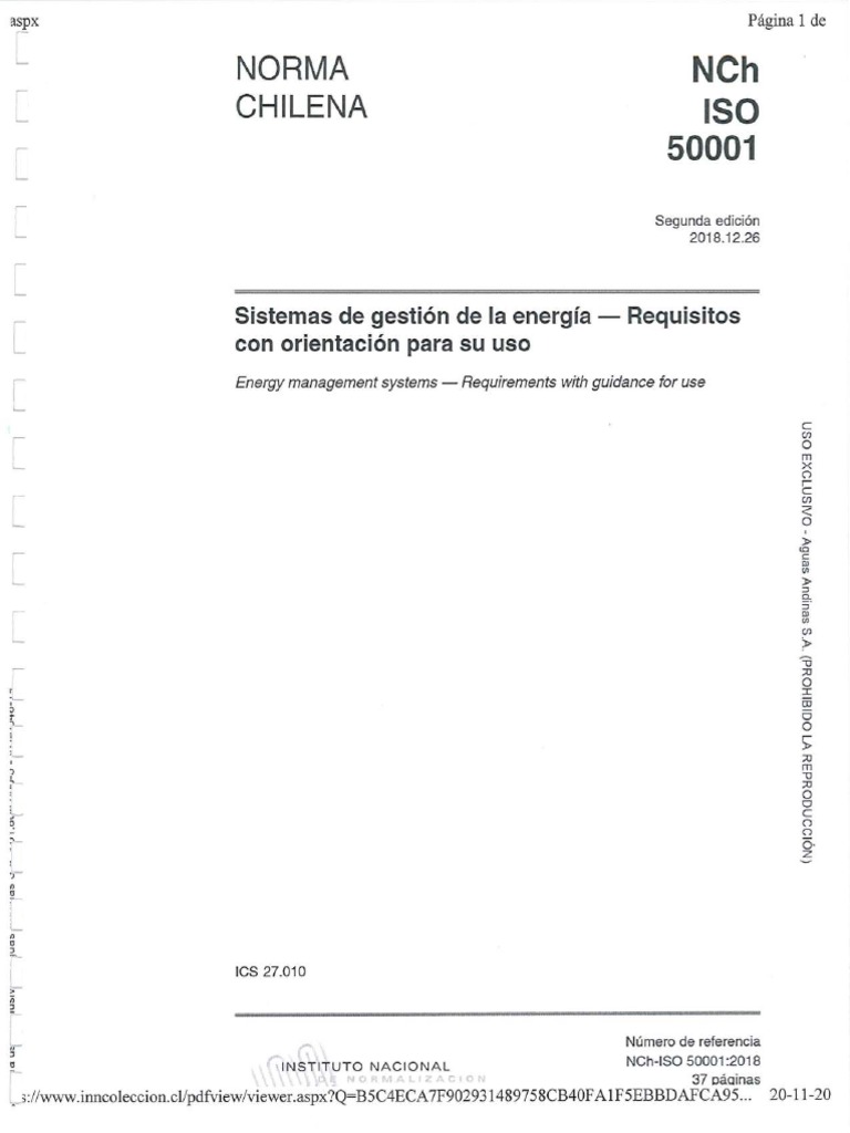 ISO 50001-2018 (NCH) Energía | PDF