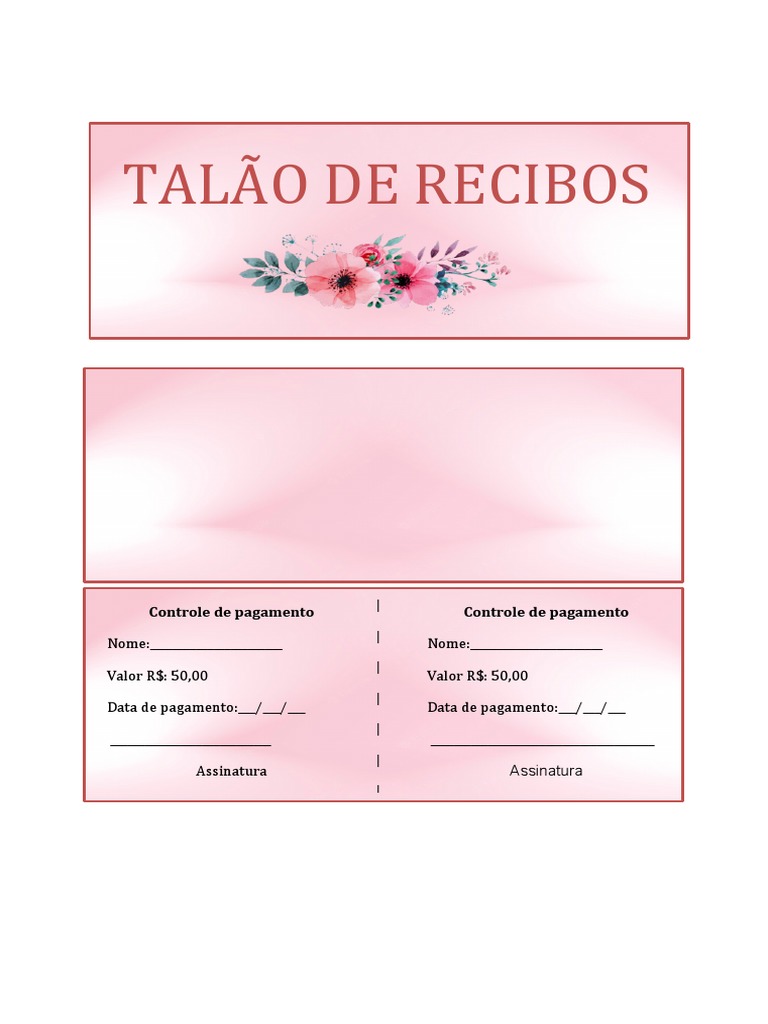 Modelo de talão de recibos para controle de pagamentos | PDF