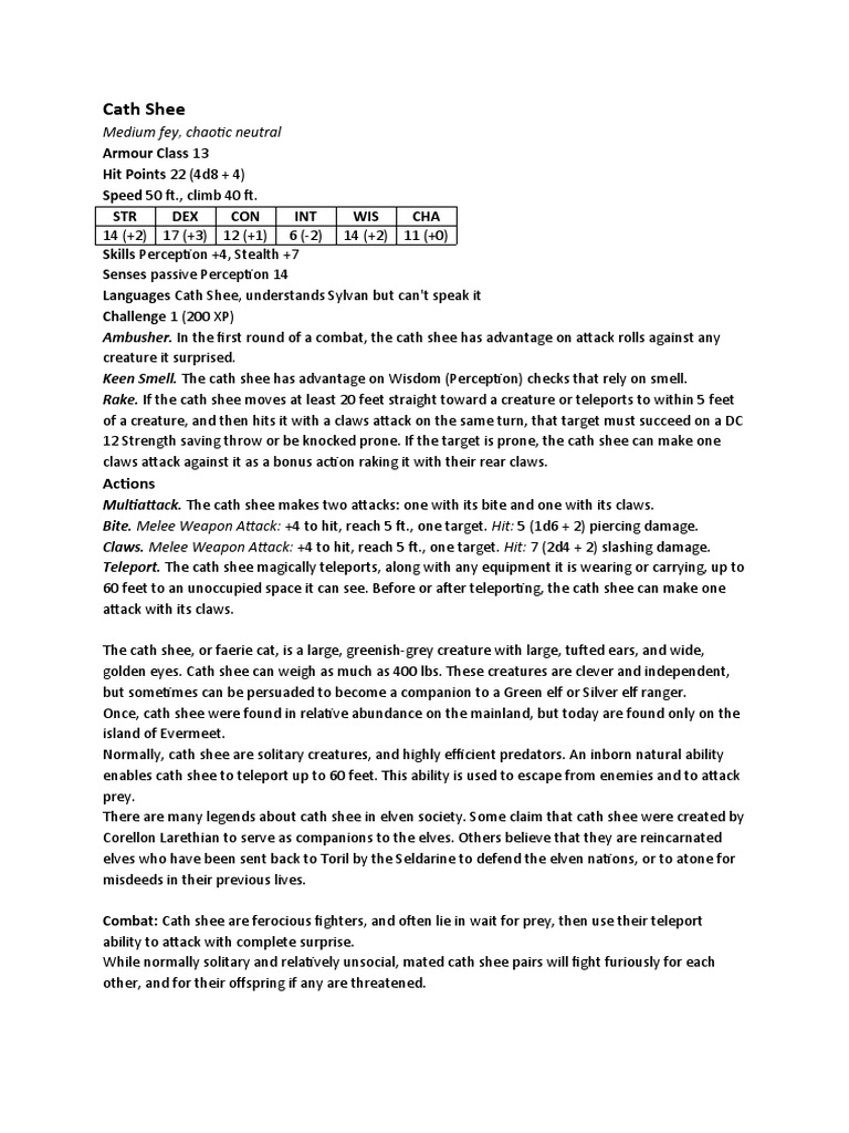 Cath Shee | PDF | Elf (Dungeons & Dragons)