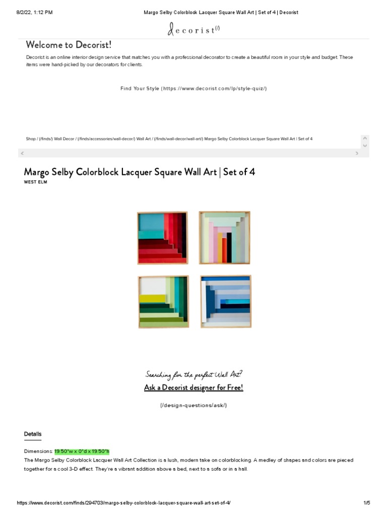 Margo Selby Colorblock Lacquer Square Wall Art - Set of 4 - Decorist ...