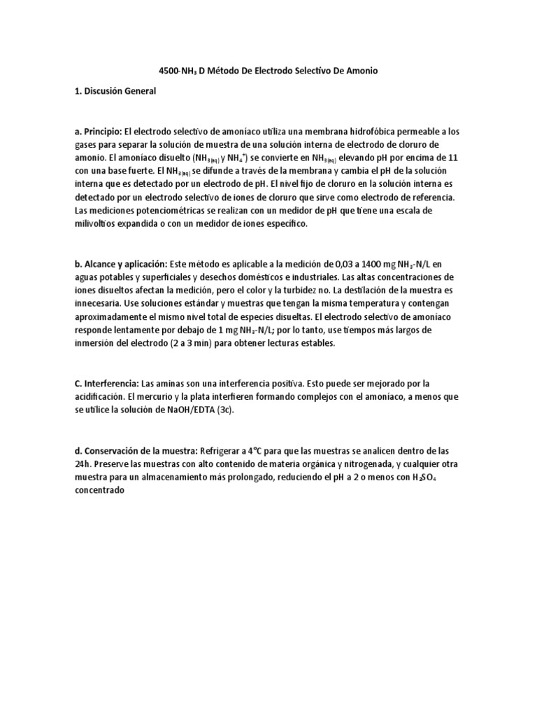 Amonio | PDF | Amoníaco | Concentración