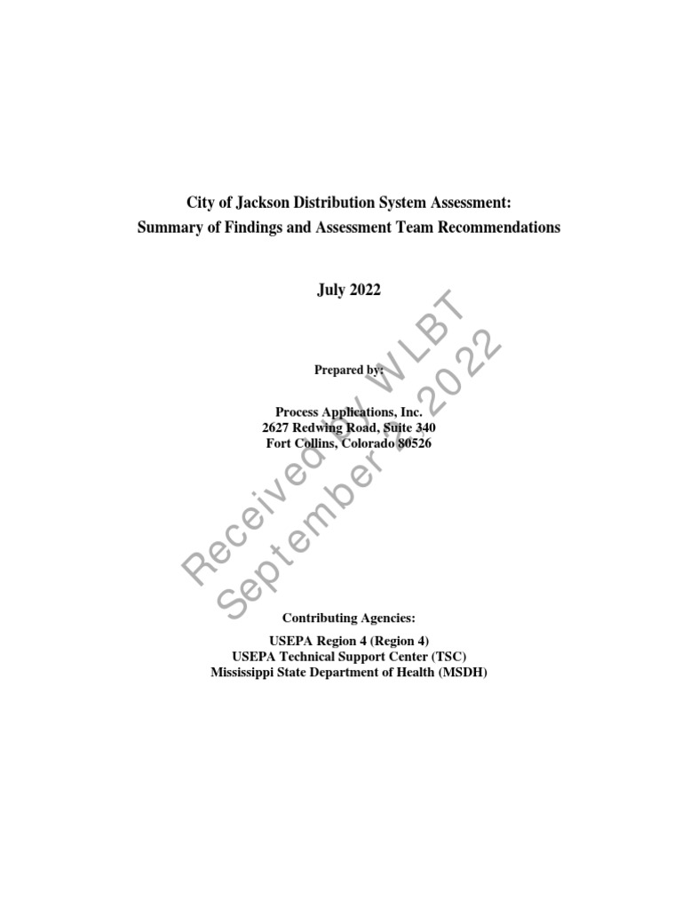 Jackson EPA Assessment July 2022 | PDF | Chemistry | Environmental ...