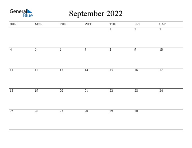 2022 09 September Calendar Streamlined en | PDF