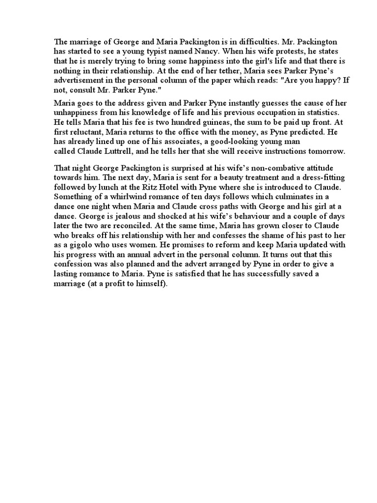 The Marriage of George and Maria Packington Is in Difficulties | PDF