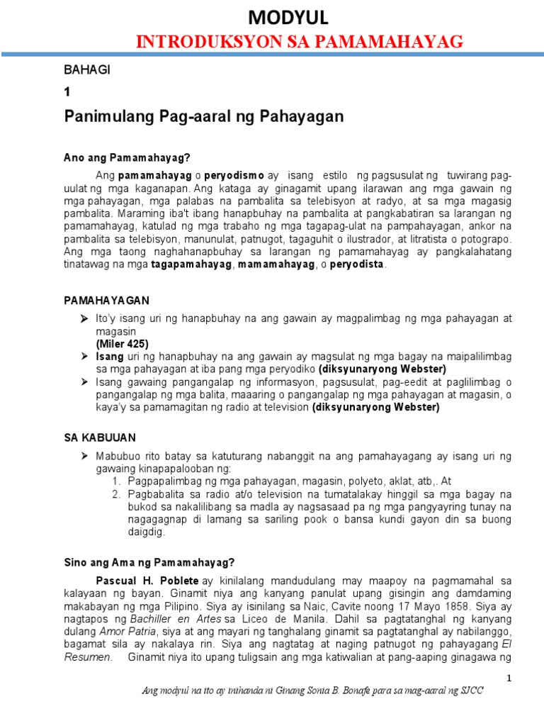 introduksyon_sa_pamamahayag_modyul | PDF