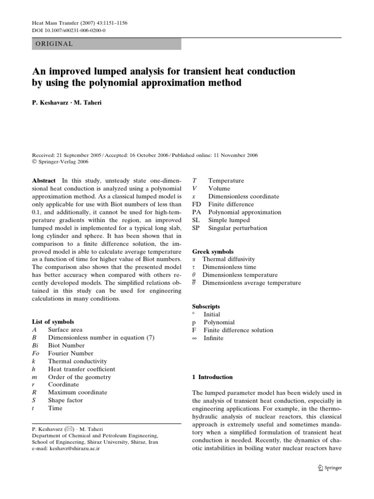 Improved Lumped Model for Heat Transfer | PDF | Thermal Conduction ...