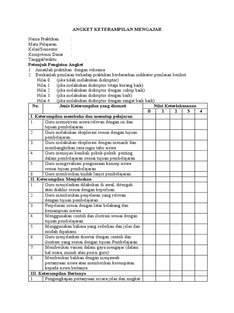 Angket 8 Ket Mengajar | PDF | Karier & Perkembangan