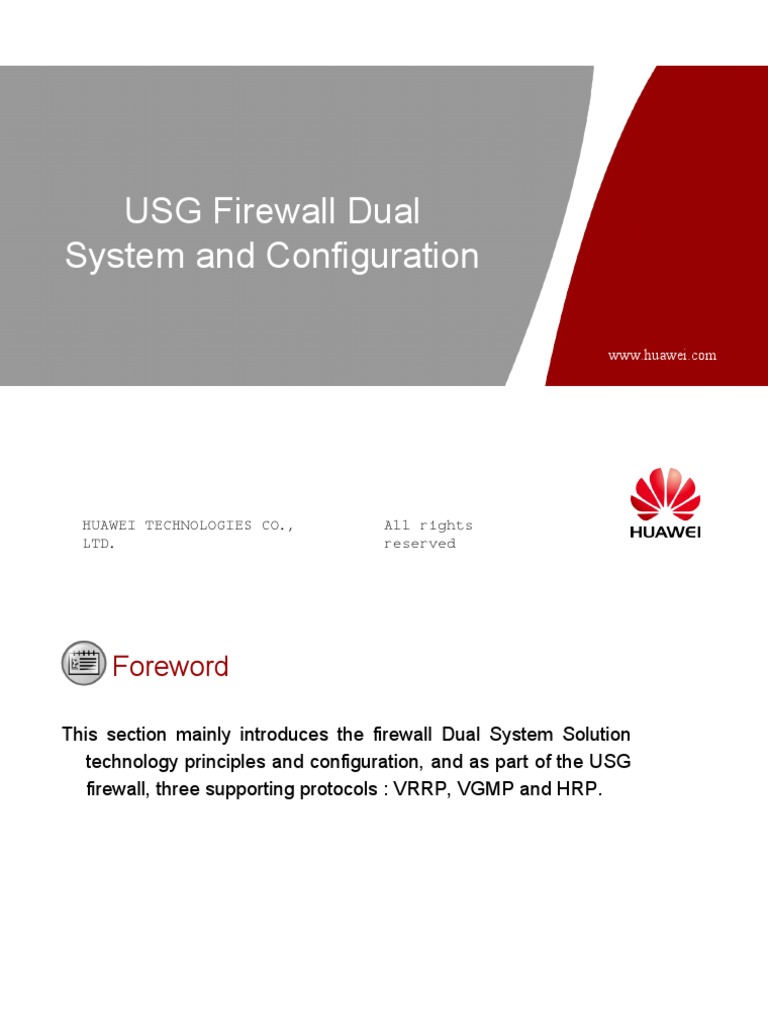 HC120119014 USG Firewall Dual System and Configuration | PDF | Router ...