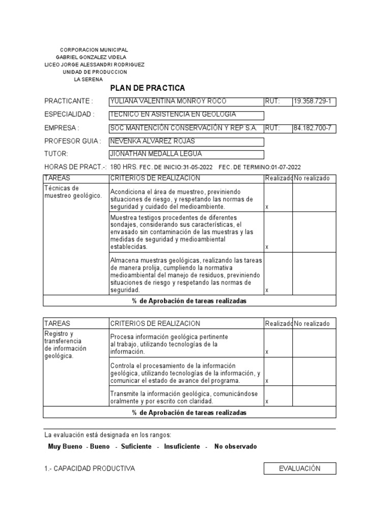 Plan de Practica Yuliana Monroy | PDF