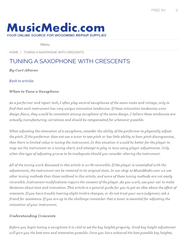 Tuning A Saxophone With Crescents | PDF | Pitch (Music) | Music Theory