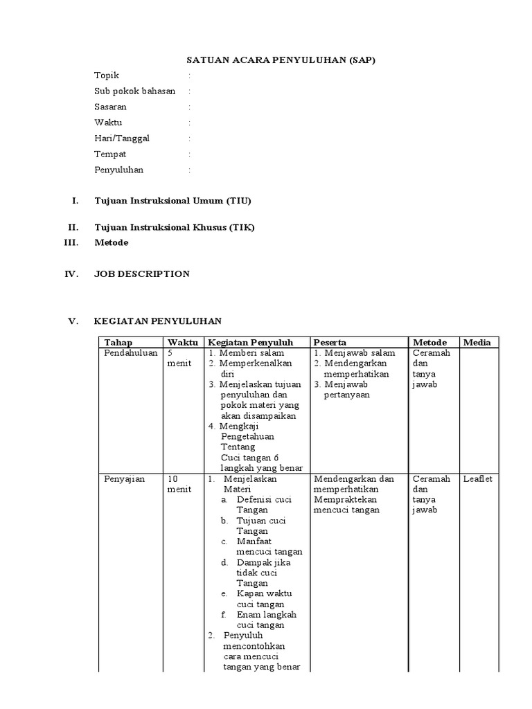 Satuan Acara Penyuluhan (Sap) | PDF