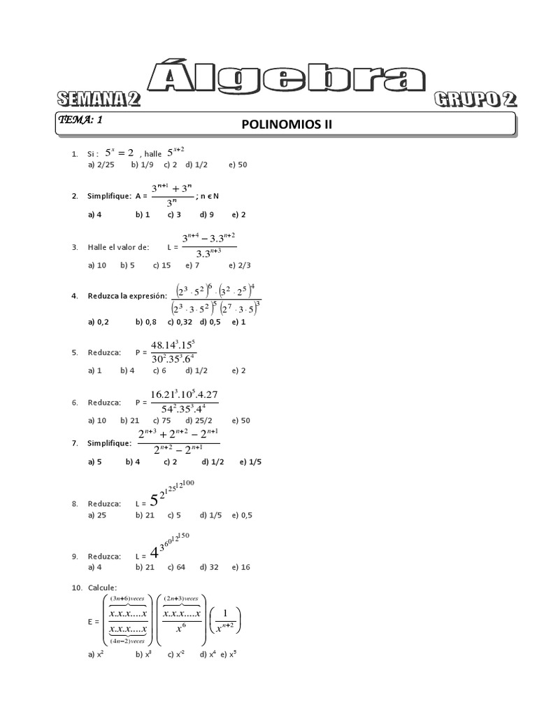 Algebra Semana 2 Grupo 2 | PDF