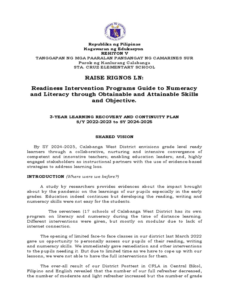 Sta Cruz LRCP Final | PDF | Literacy | Teachers