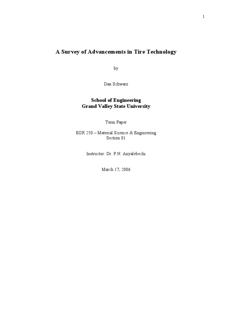 EGR250 Survey of Tire Technology | PDF | Tire | Natural Rubber