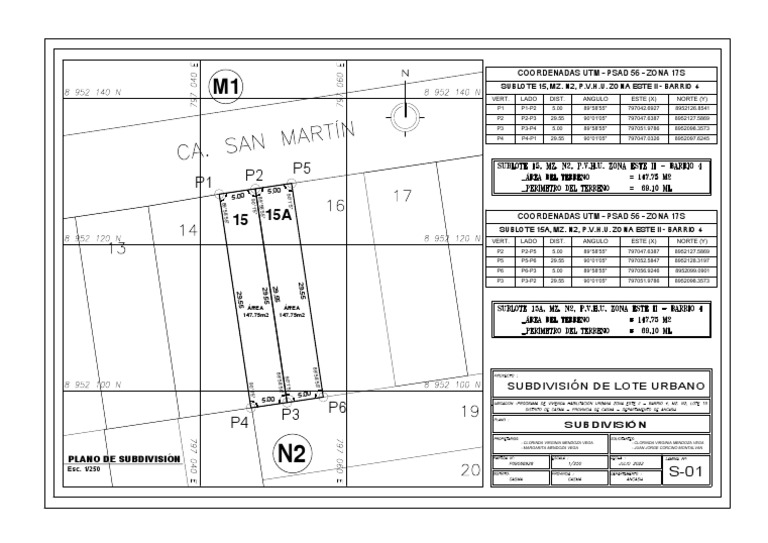 Plano de Subdivisión de Lote Urbano | PDF