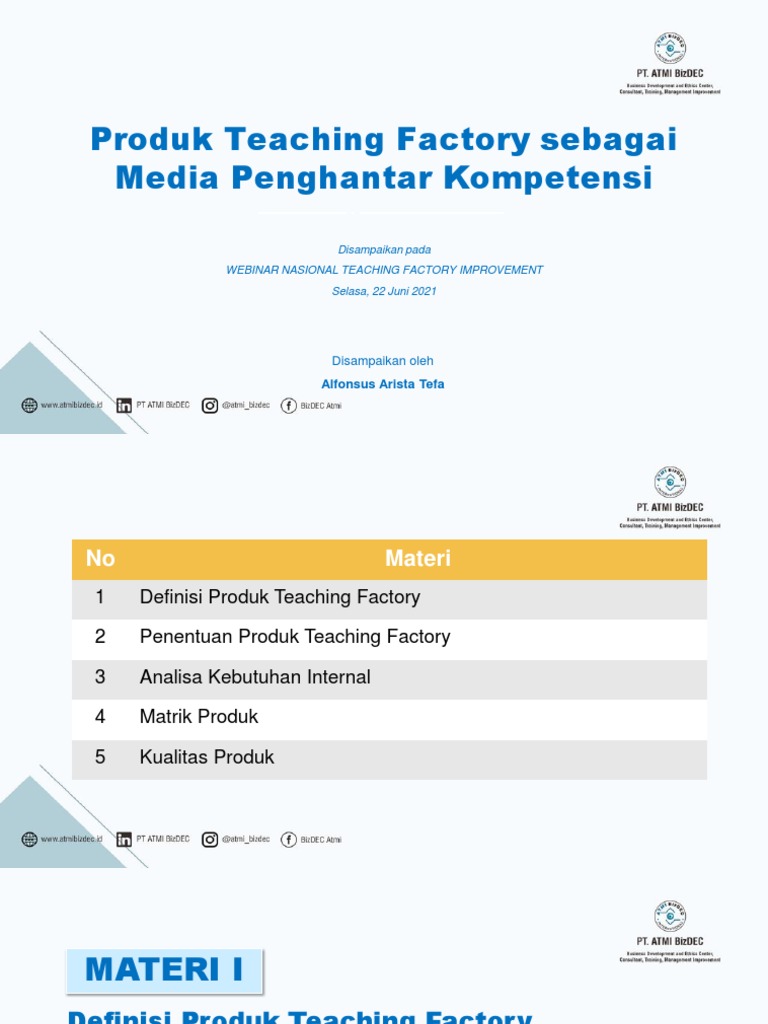 Pelatihan TEFA - Presentasi Materi - Penentuan Produk TEFA - Alfonsus ...