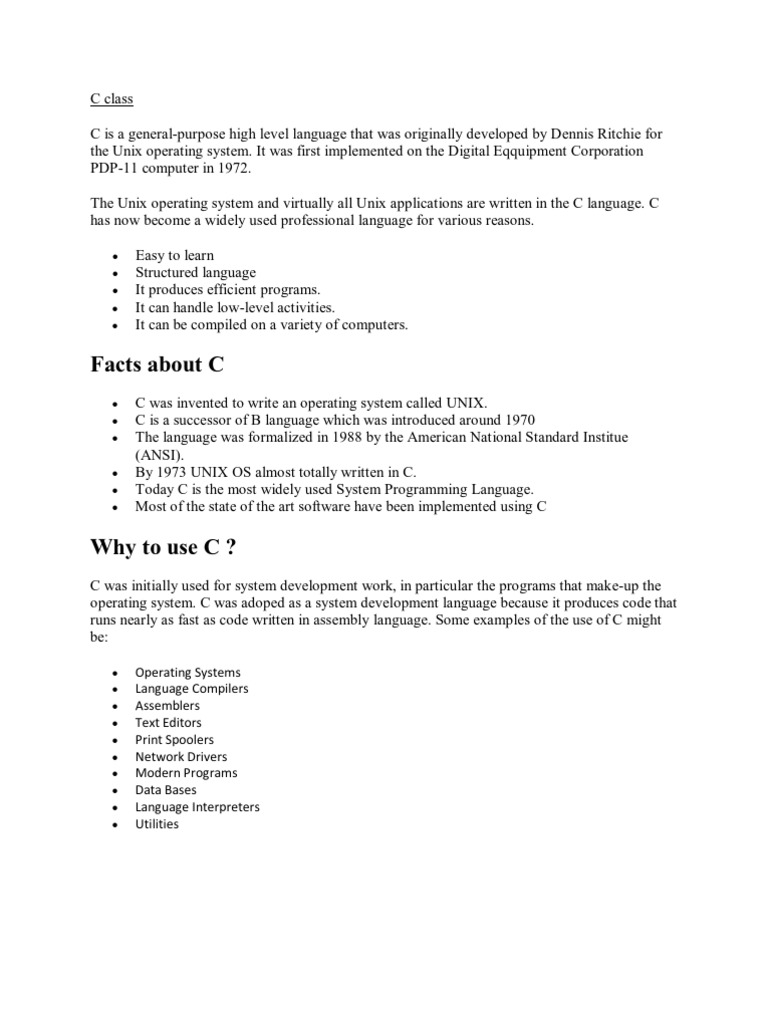 C language overview and key features | PDF