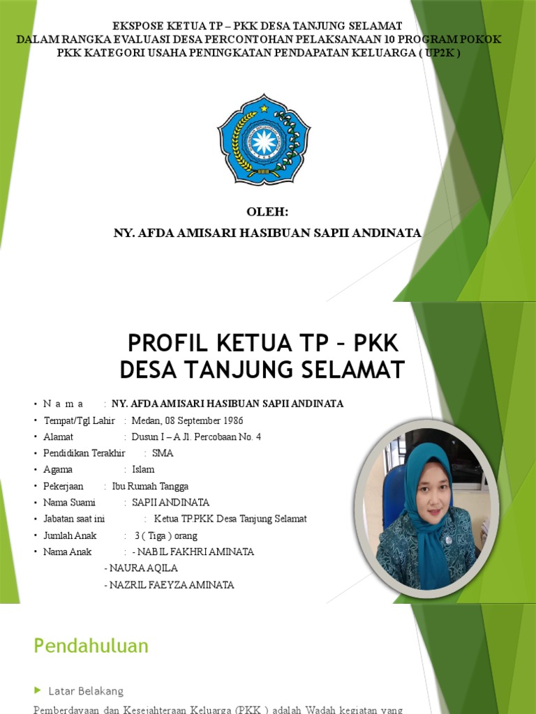 Ekspose Ketua TP - PKK Desa Tanjung Selamat | PDF