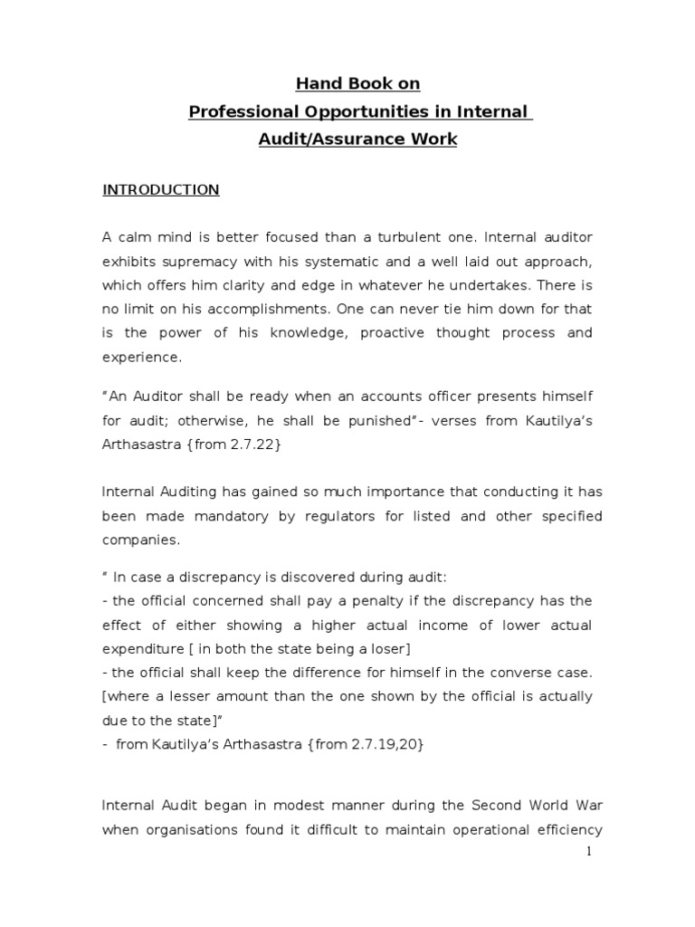 Internal Audit Handbook | PDF | Internal Audit | Audit