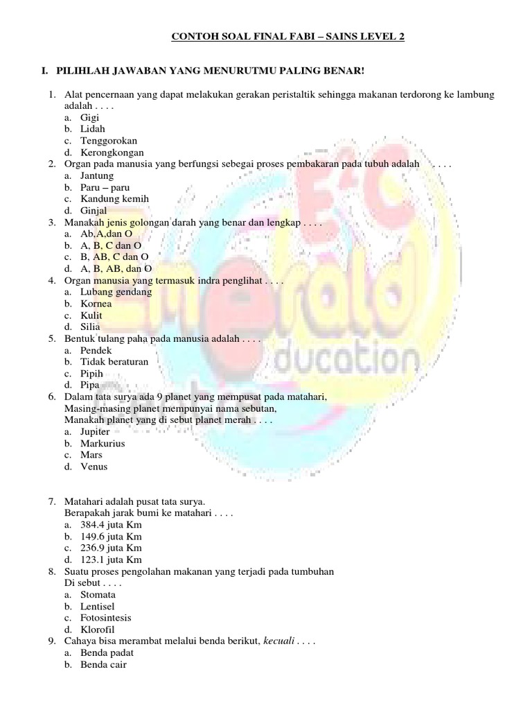 Contoh Soal Final Fabi - S 2 | PDF