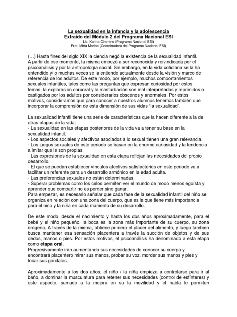 La Sexualidad En La Infancia Y La Adolescencia Pdf La Sexualidad Humana Curiosidad 