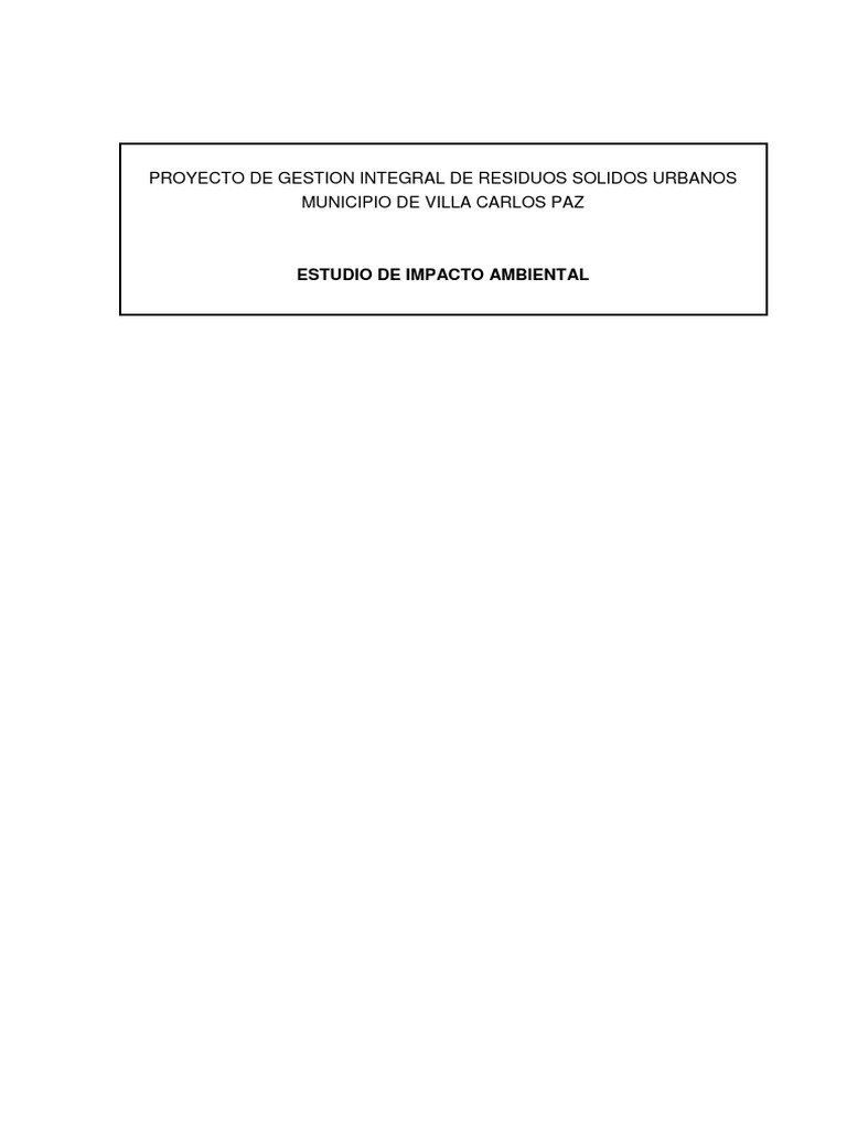 Estudio de Impacto Ambiental Girsu Villa Carlos Paz | PDF | Vertedero | Residuos sólidos urbanos