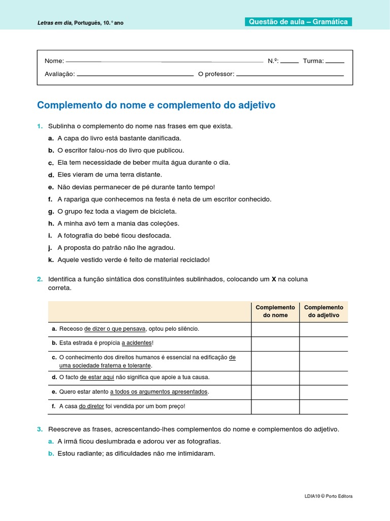 Ldia10 Questao Aula Complemento Nome Adj | PDF