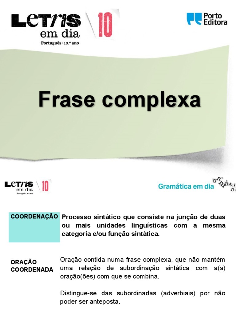 ldia10_ppt_frase_complexa | PDF | Gramática | Sintaxe