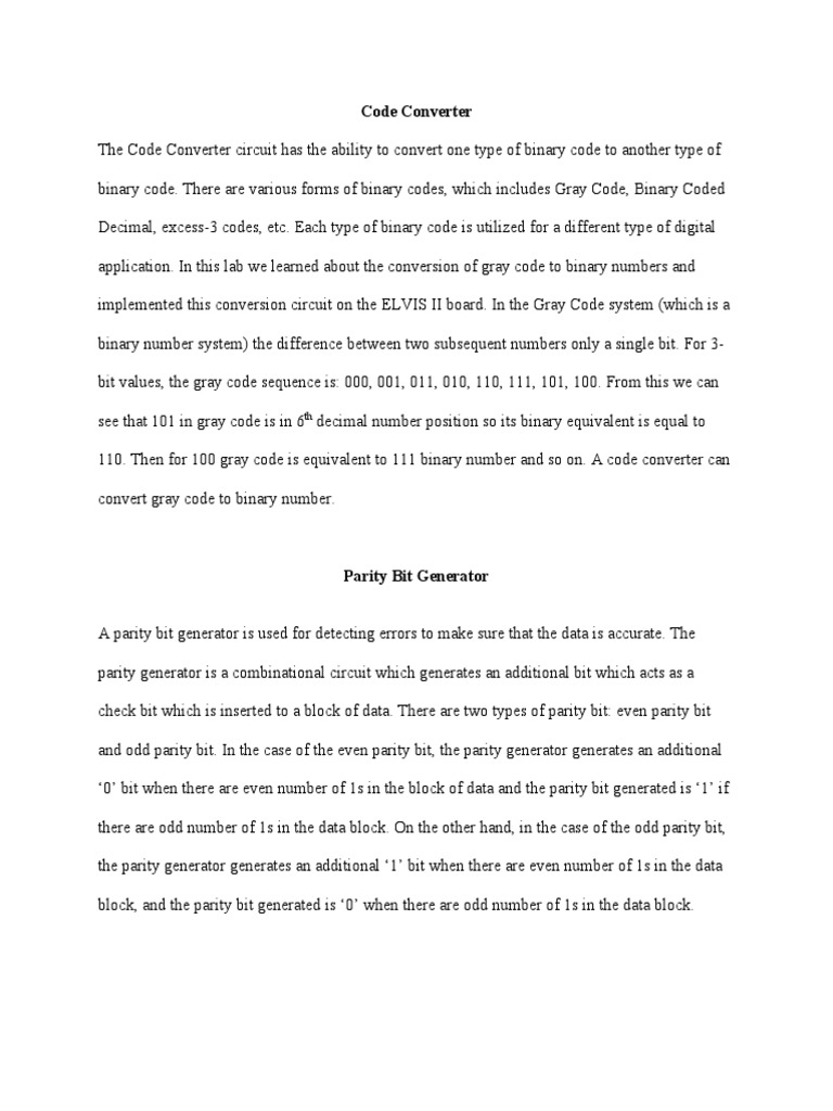 Code Converter and Parity Converter | PDF