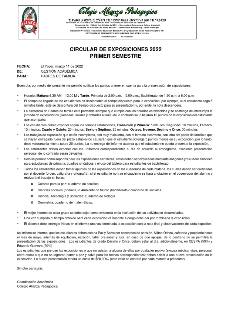 Circular Exposiciones 2022 Reglas | PDF | Cuaderno