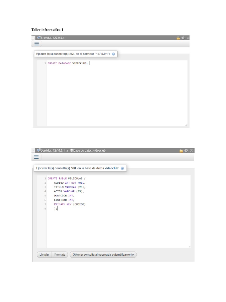 Ejercicios Xampp - Informatica 1 | PDF | Informática